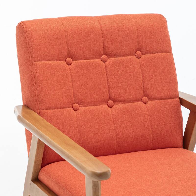 SEYNAR Mid-Century Linen Button-Tufted Accent Chair Set of 2 with Solid ...