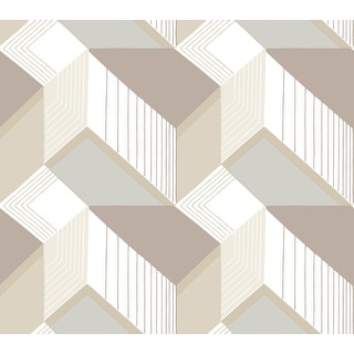Inspired by Color Graphic Geo Blocks White & Cream Wallpaper - Bed Bath ...