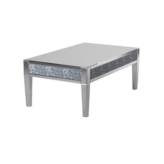 Wooden and Mirror Rectangular Coffee Table with Faux Crystals Inlay ...