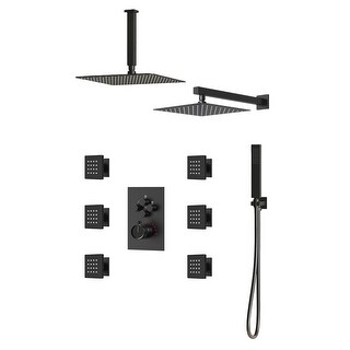 Dual Cascade Shower System 12" Rainfal High Pressure Shower Head With 4 ...