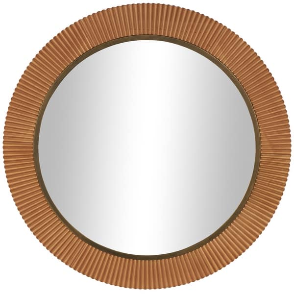 Brown Wood Fluted Wall Mirror with Scalloped Edge - On Sale - Bed Bath ...
