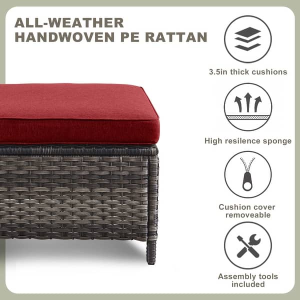 Wicker Rattan Ottoman Outdoor Patio Ottoman - On Sale - Bed Bath ...