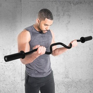 47'' Barbell Olympic Weight Lifting Bar Super Curl Bar For Strength ...