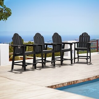 LUE BONA Outdoor HDPS Plastic High Adirondack Chairs Set of 4 Patio Bar ...