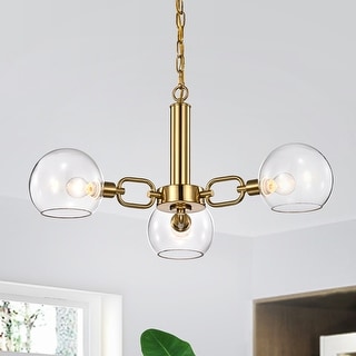 Andres Gold with 3 Light Bulb Chandelier - Bed Bath & Beyond - 31090582