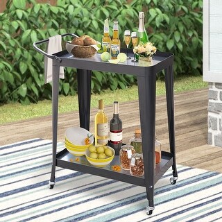 2- Tier Metal Frame Bar Cart with Handle - Bed Bath & Beyond - 37864422