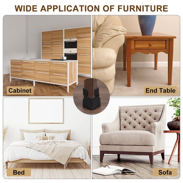 4 Inch Furniture Risers with Screw Clamp, Supports 20,000 Lbs - Bed ...
