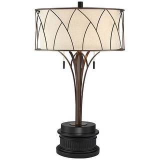 Modern Table Lamp Black Riser 30 1/2" Tall Bronze USB Port Bedroom - 16 ...