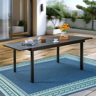 MAISON ARTS Expandable Metal Patio Dining Table - E-Coated Rectangular ...