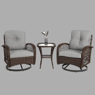 3-Piece Outdoor Swivel Rocker Set with Glass Coffee Table - 360 ...