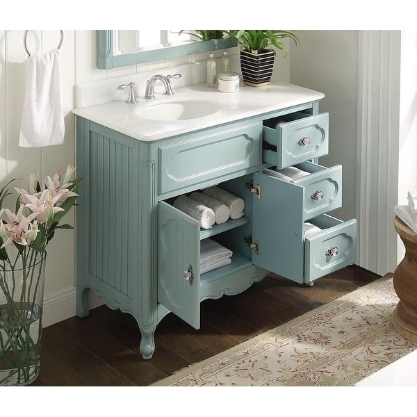 Benton Collection 42 Inch Light Blue Cottage Chic Bathroom Vanity With ...