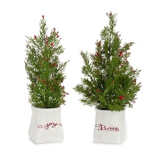 Mini Pine Tree with Berries in Ceramic Pot (Set of 2) - Bed Bath ...