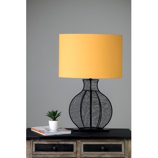 Black Metal Cage and Ivory Shade Table Lamp by East at Main - Bed Bath ...
