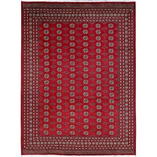 Shahbanu Rugs Crimson Red Princess Bokara with Geometric Medallions ...