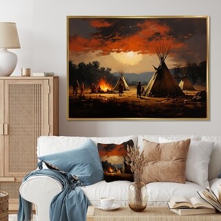 Designart "Orange Black Native Tipi Soulful Connections I" Native ...