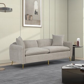 3 Seat Sofa Modern Velvet Couch with Arm Pocket for Livingroom Sofa ...