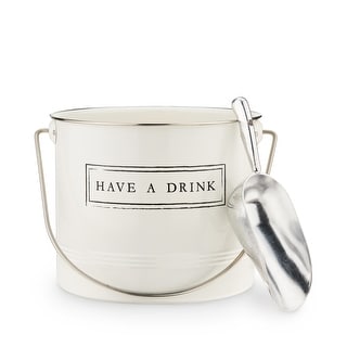 Twine Have A Drink White Enameled Metal Ice Bucket and Scoop, Wine ...