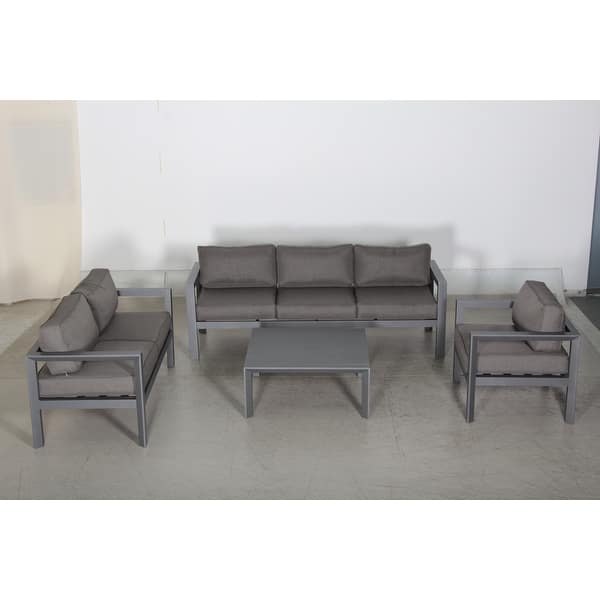 Cabo 4-PC Deep Seating Set Gray Aluminum Frame with Cushion. - Bed Bath ...