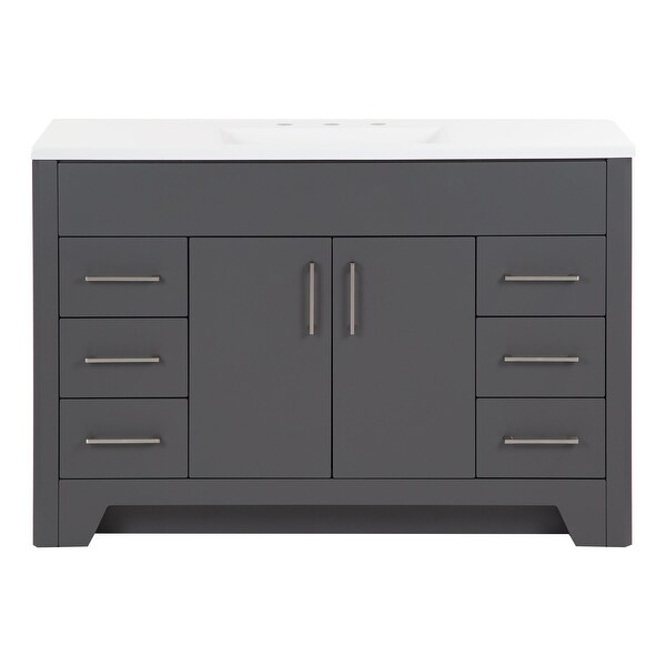 Vanity Art Bathroom Vanity with Ceramic Sink and Engineered Marble Top ...