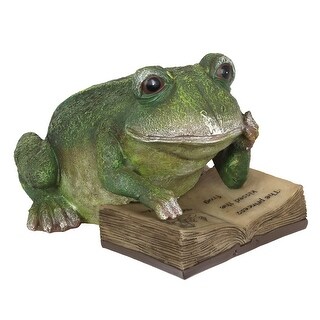 Exhart Solar Reading Frog with Book Garden Statue, 10 by 7 Inches - Bed ...
