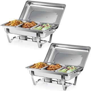 8QT 3-Pan Stainless Steel Rectangle Chafing Dish - 2 Piece - Bed Bath ...