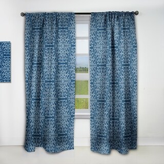 Designart 'White & Blue Abstract Pattern' Modern Blackout Curtain ...