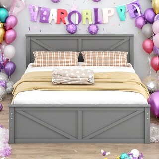 Solid & Sturdy Queen Size Upholstered Platform Bed with 4 Drawers - Bed ...