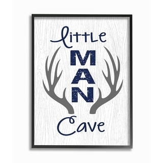 Stupell Little Man Cave Antlers Wood Grain Framed Wall Art - Bed Bath ...