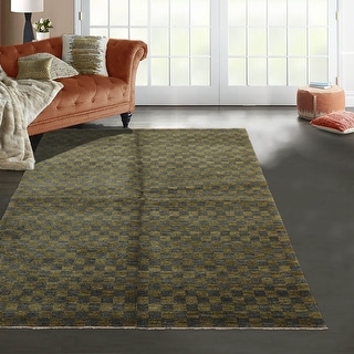 Hand Knotted Green, Slate Tibetan 100% Wool Modern Oriental Area Rug ...