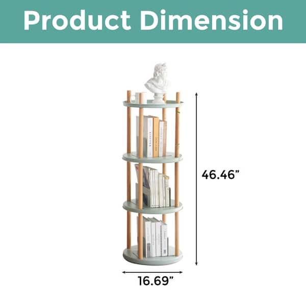 4 Tier storage shelf Blue rotating bookshelf Solid Wood corner shelf ...