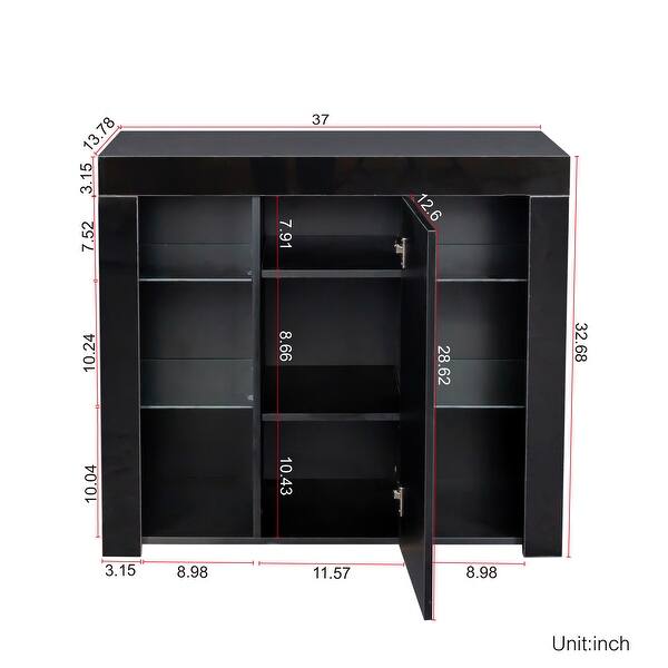 Kitchen Sideboard Cupboard with LED Light,Buffet Storage Cabinet ...
