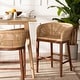 Papua Modern Bohemian Natural Rattan and Acacia Wood Counter Stool ...
