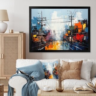 Designart "Power Lines Electric Intersections I" Power Lines Framed ...