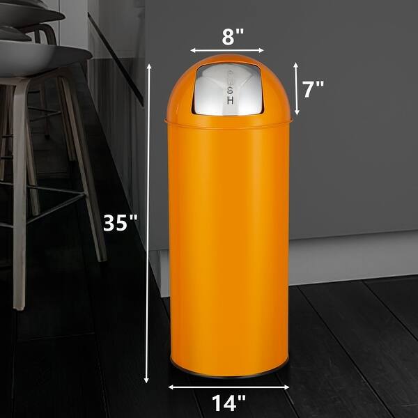 17 Gal / 65L Push Lid Trash Can Commercial Grade Heavy Duty Tall ...