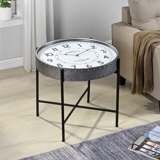 FirsTime & Co. Zinc Clockwork Accent Table, American Crafted, Aged ...