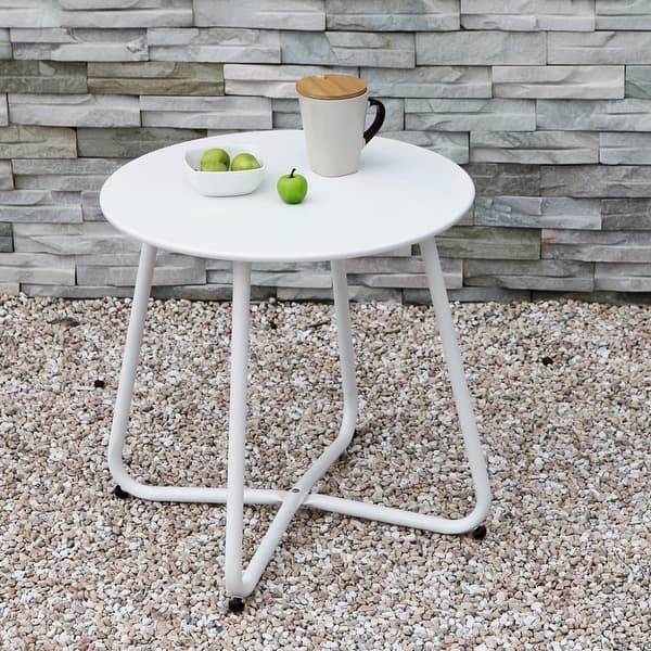 Patio Side Tables for Outside, Small End Table Accent Table Metal Round ...