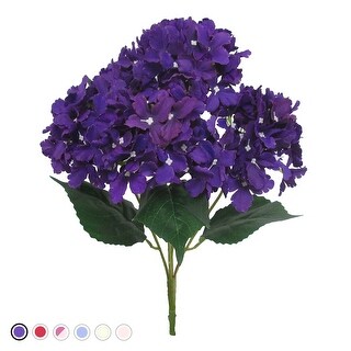 Set of 2 Deluxe Artificial Hydrangea Flower Stem Bush Bouquet 18.5in ...