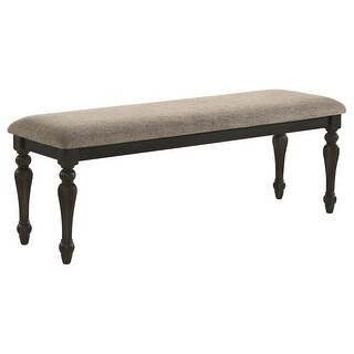 Brad Dining Bench, Turned Legs, Charcoal Gray Wood, Brown, 54 Inch ...