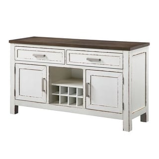 Ben 54 Inch Buffet Server, Brown Top, 2 Drawers, Wine Rack, Weathered ...