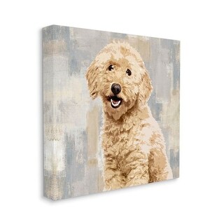 Stupell Smiling Labradoodle Dog Patchwork Grey Beige Pattern Canvas ...