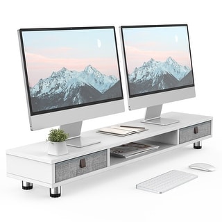 Fenge Monitor Stand, Dual Monitor Stand with 2 Drawers - Bed Bath ...