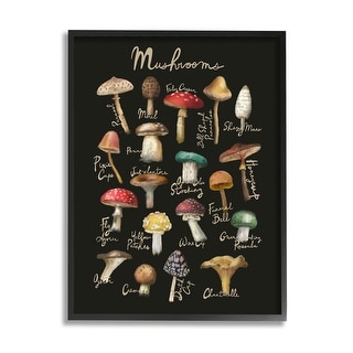 Stupell Varied Mushrooms Kitchen Chart Framed Giclee Art by Amylee ...