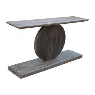 Durham Art Pedestal Console Table in Mango Wood, Distressed Gray Wash ...