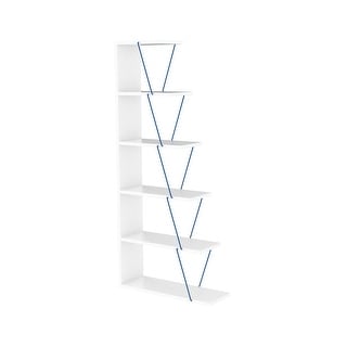 5 Tier Ladder Narrow Bookshelf Organizers for Small Spaces Office ...