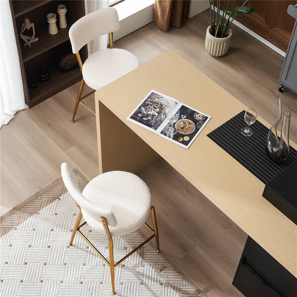 Set of 2 Modern Teddy Fabric Upholstered Bar Stools - On Sale - Bed ...