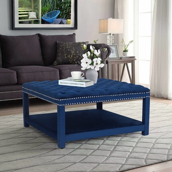 Adeco Large Square Velvet Ottoman Coffee Table Footstool Footrest On Sale Bed Bath Beyond 36151956