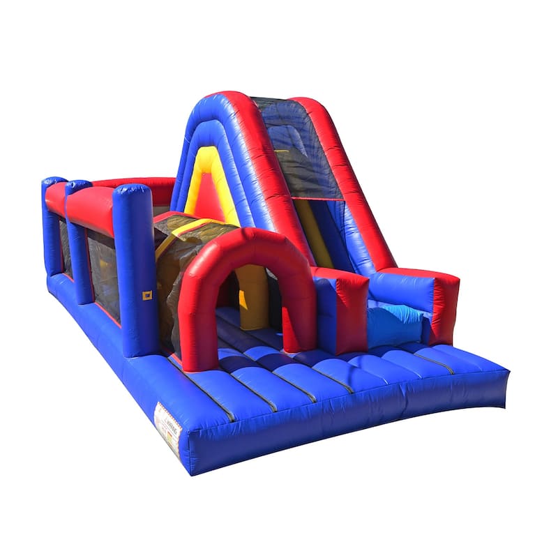 JumpOrange Rainbow Xtreme Obstacle Course Bounce House (with Slide and ...