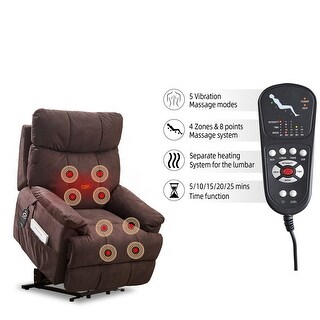 Oversized Power Remote Control Lift Massage Recliner Chair w/Heating ...