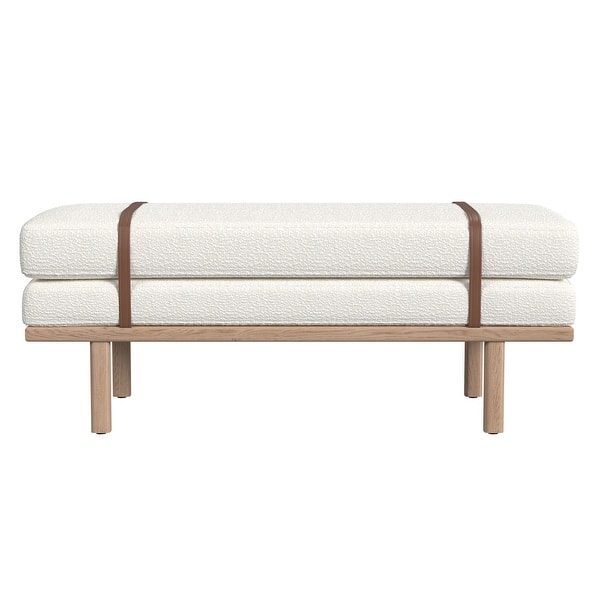 HomePop upholstered Bench with Wood Base - On Sale - Bed Bath & Beyond ...