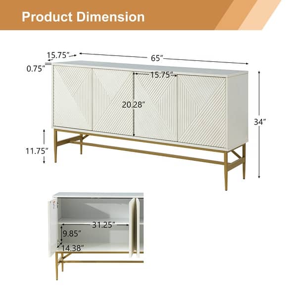 Uirich Modern Walnut Sideboard with Adjustable Shelves by HULALA HOME ...